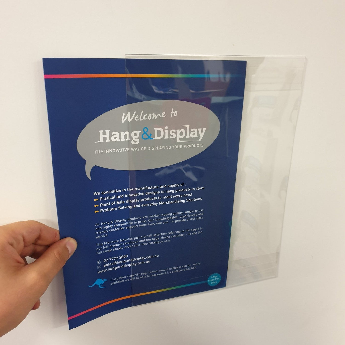 A4 Sign Holder Clear Sleeve with Adhesive Strips — Hang and Display