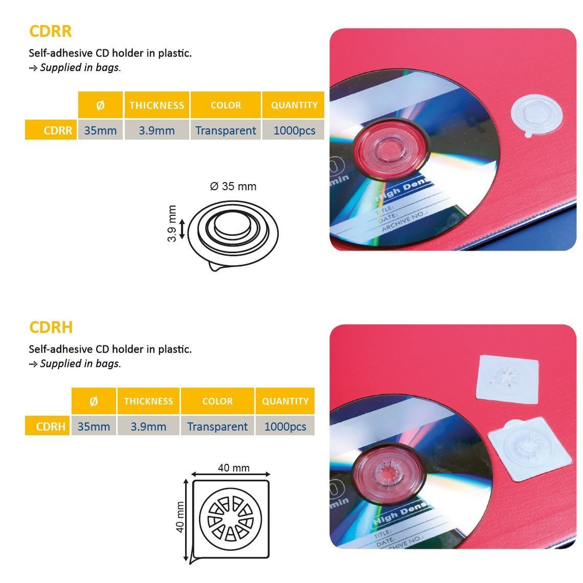 Adhesive CD Spider CD Holder CDRH CDRR — Hang and Display