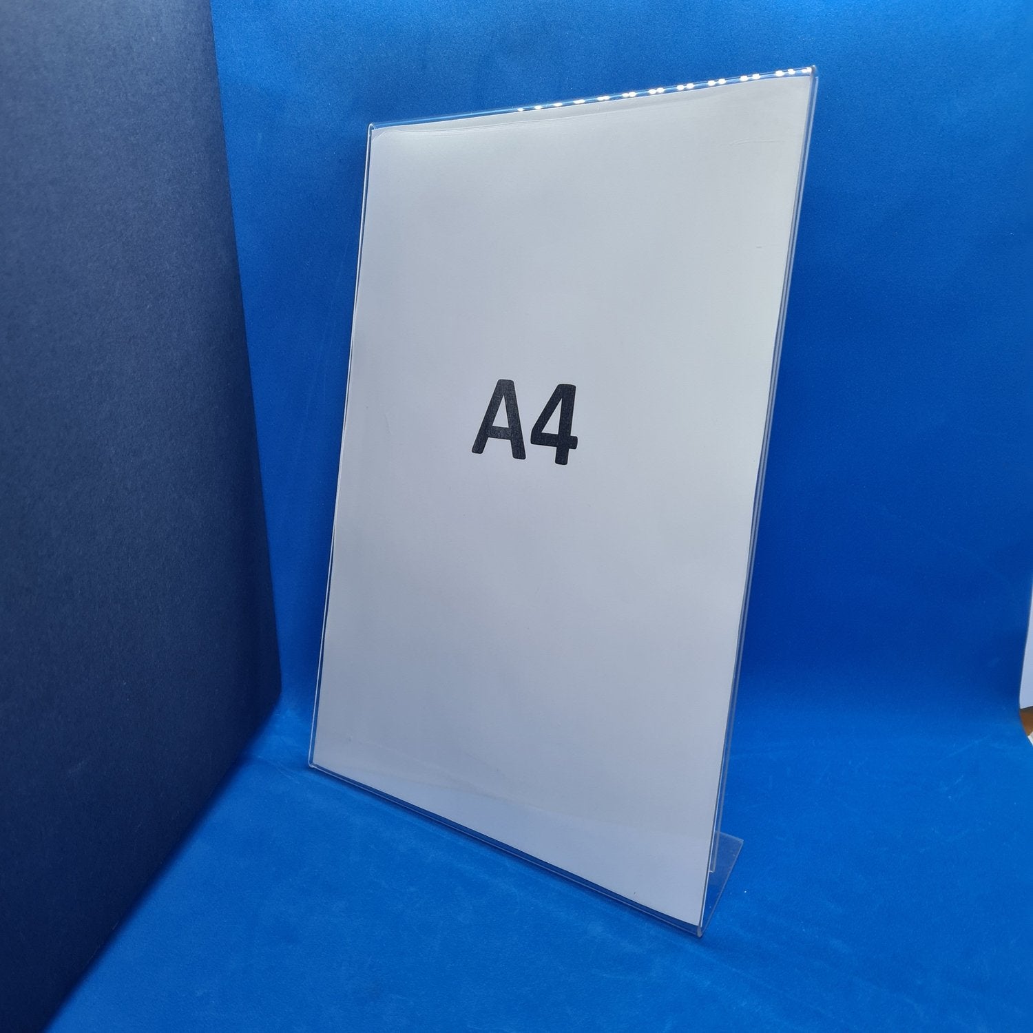 Angled Clear Counter Top Sign Holder & Menu Stand A4 — Hang and Display