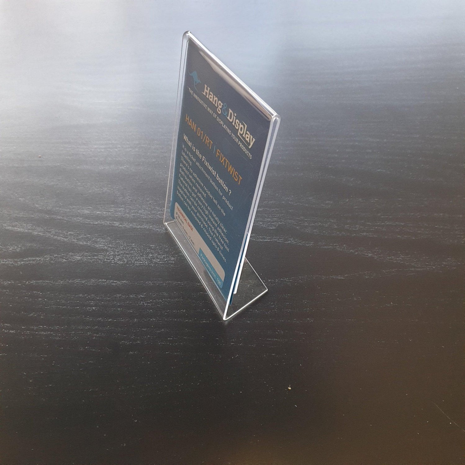 Angled Clear Counter Top Sign Holder & Menu Stand A6 — Hang and Display