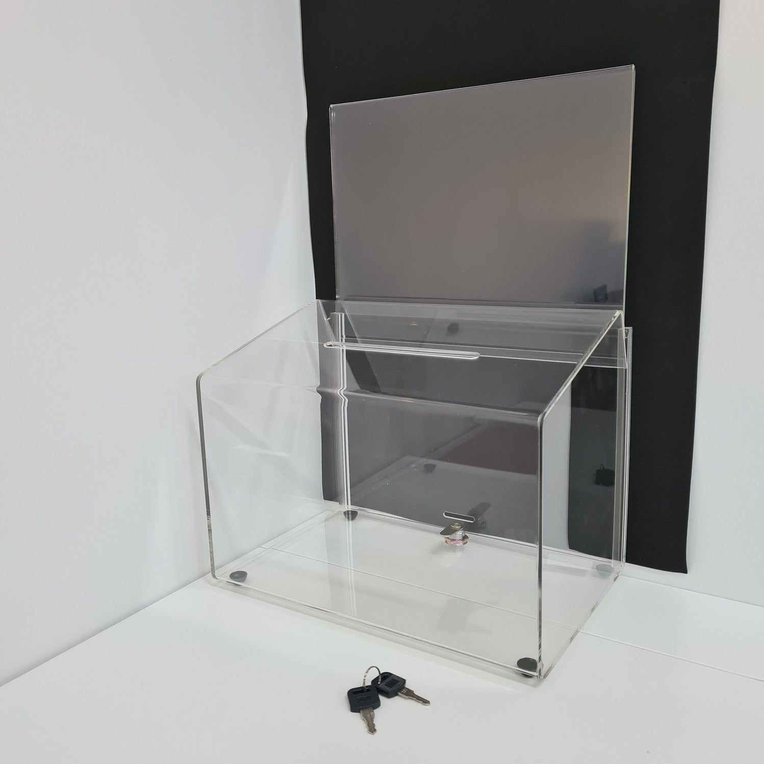 Clear Acrylic Ballot Box Suggestion or Charity Box with Lock and Key ...