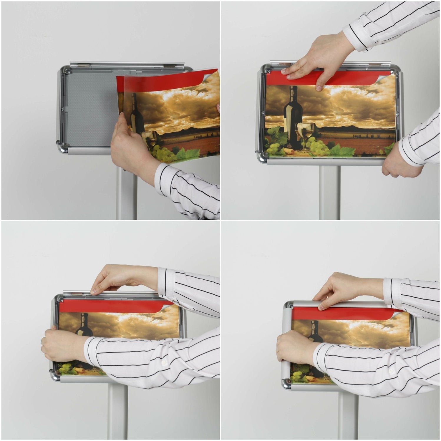 Menuboard Sign Holder Stand with Rotating Snap Frame — Hang and Display