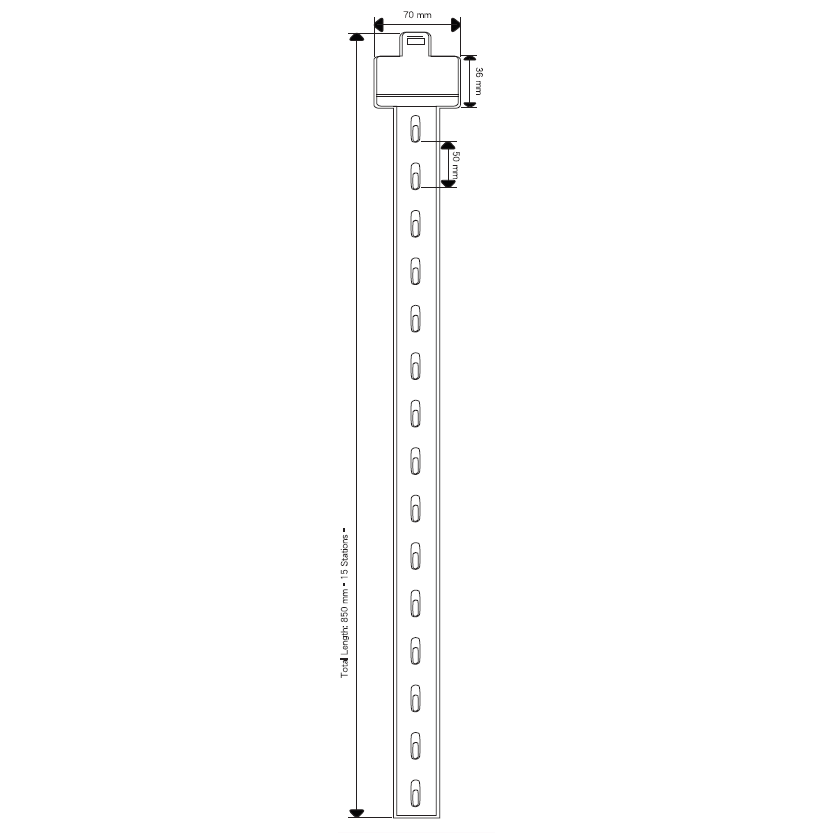 Metal Hang Strip 15 Station 860mm SEL7 — Hang and Display