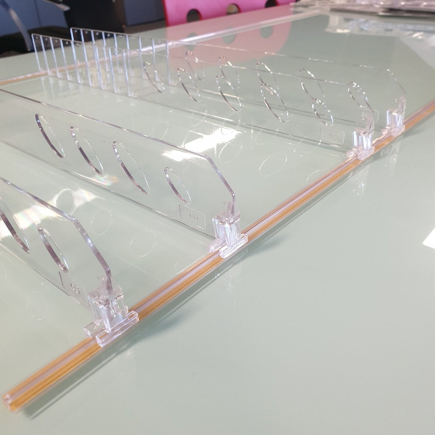 Shelf Segmentation Plastic PET Dividers for T-Rails — Hang and Display