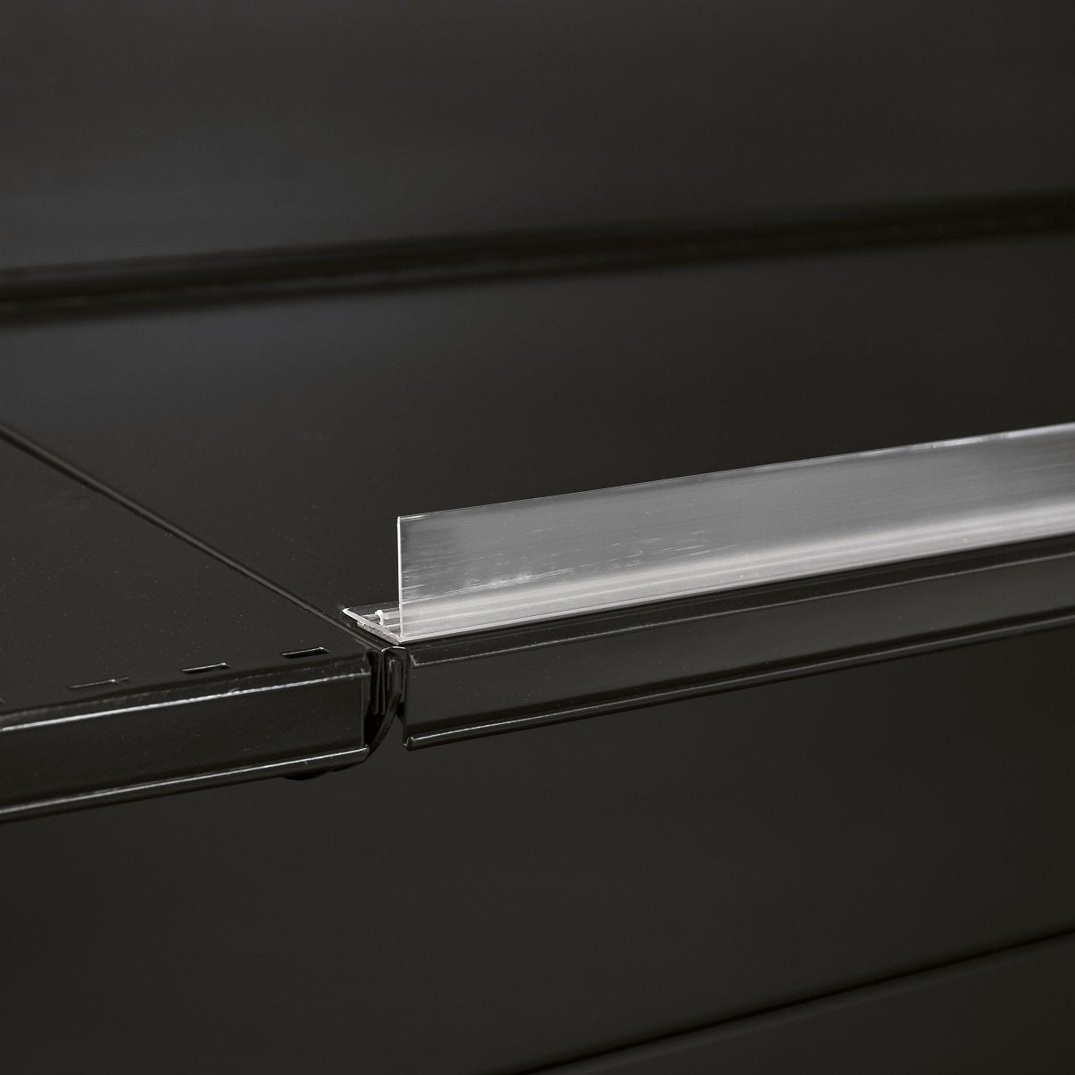 Shelf Stopper Strip Clear PVC with T-Rail and Magnetic Base — Hang and ...