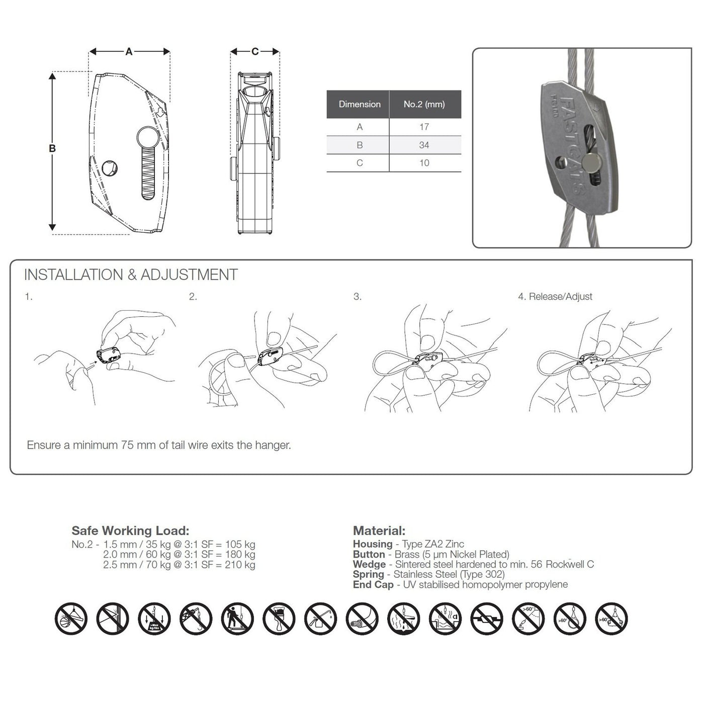 Steel Wire Hanging Kit - 50 Meters + 30 Adjustable Gripper Fasteners ...