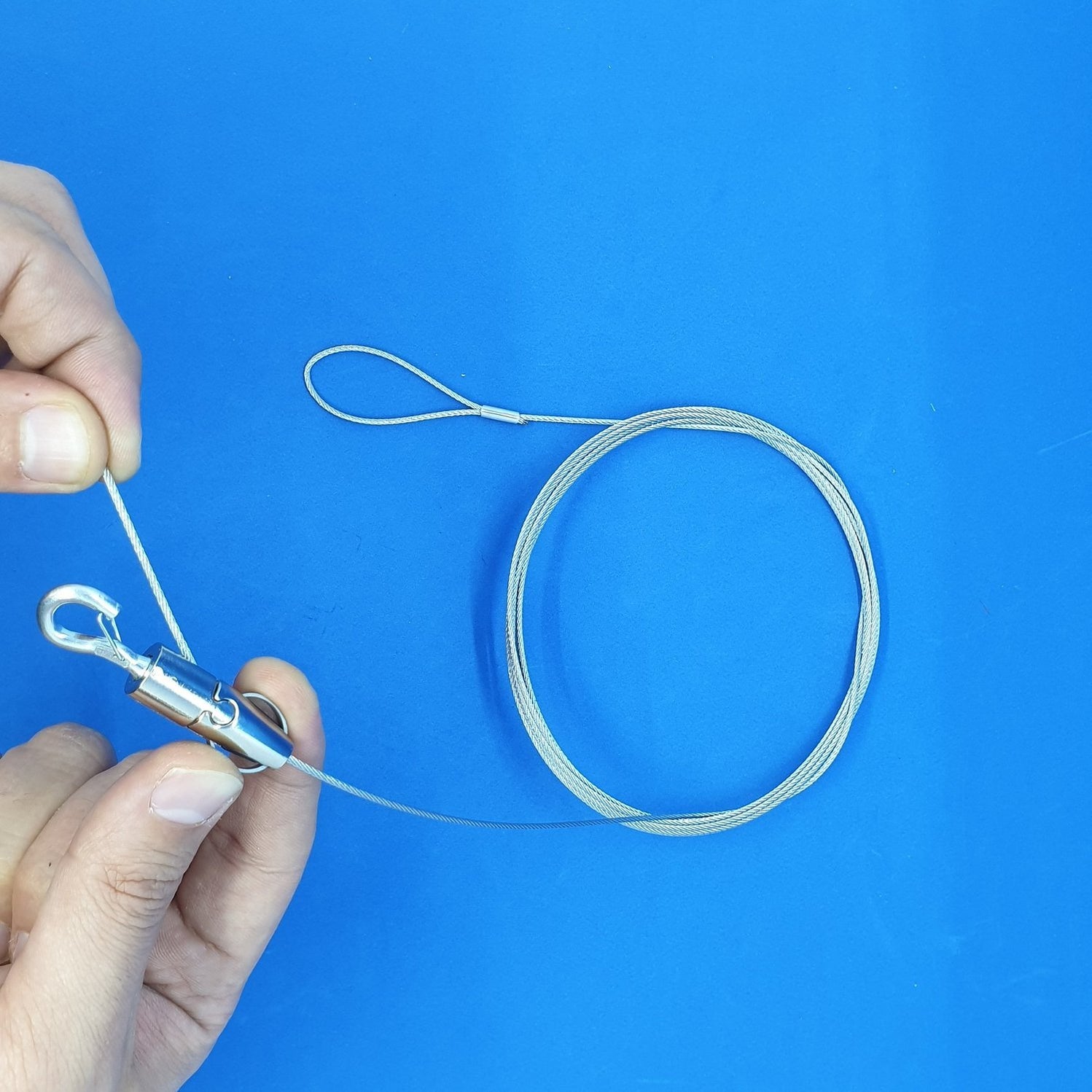 Steel Wire Hanging System Looped End with Adjustable Snap Hook — Hang ...