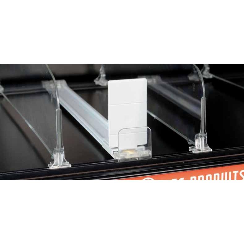 Stock Pusher Shelf Mounted Spring Loaded Pushing System — Hang and Display