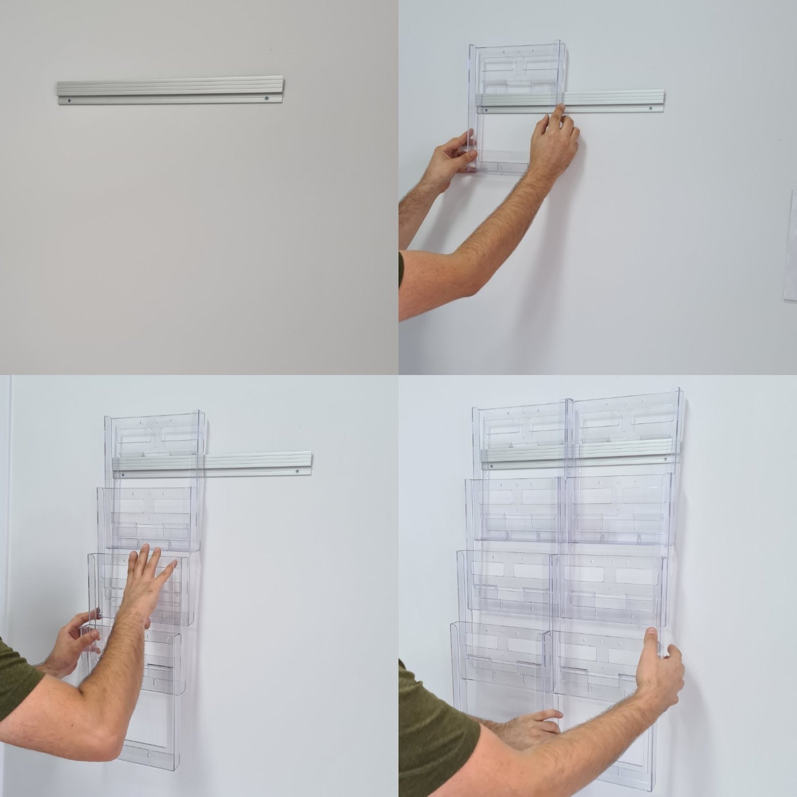 Wall Mounted A4 Brochure Holder 8 Pockets in 2 Rows — Hang and Display