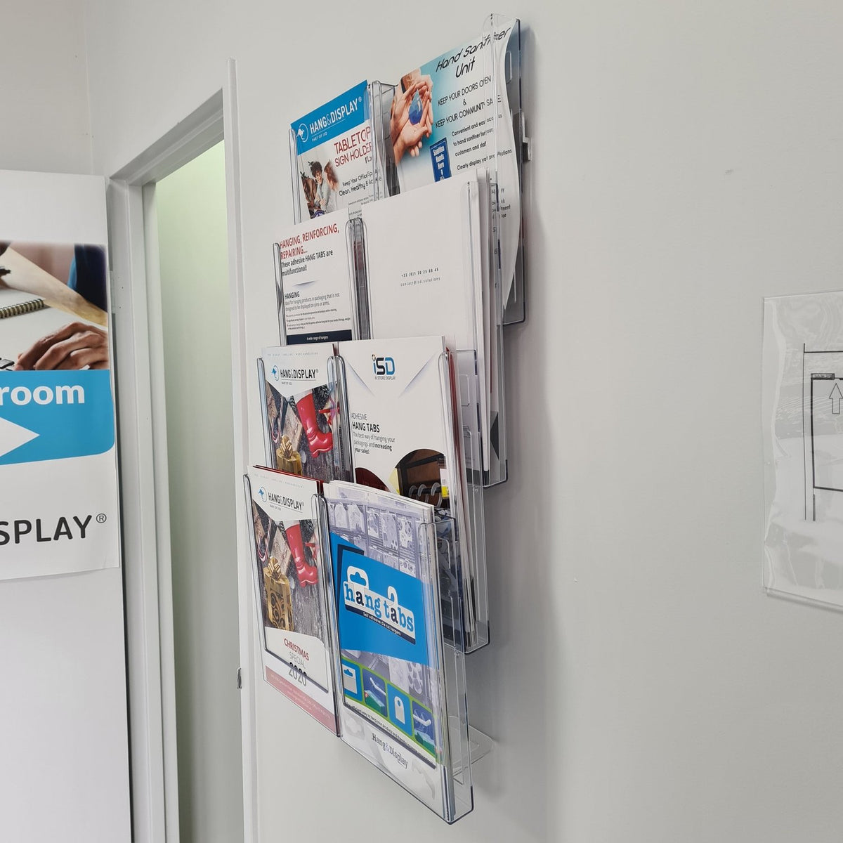 Wall Mounted A4 Brochure Holder 8 Pockets in 2 Rows — Hang and Display